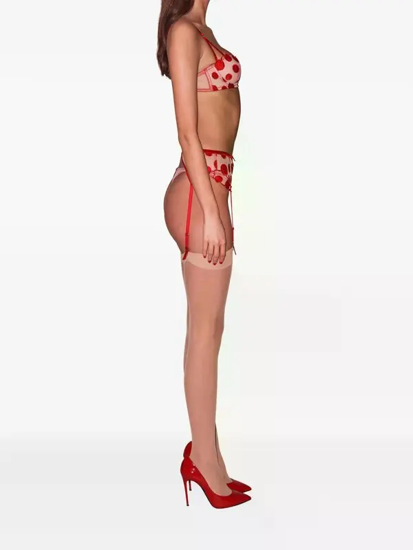 FLEUR DU MAL Polka-dot Garter - Red