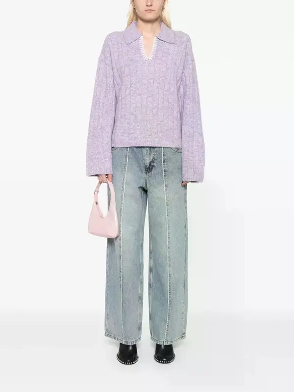 TOUT A COUP Wide-leg Washed Jeans - Blue