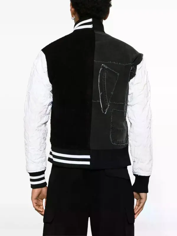 GREG LAUREN Panelled Wool-cotton Bomber Jacket