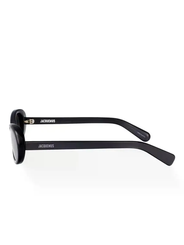 Jacquemus Oval Frame Sunglasses With Logo Detailing - Black