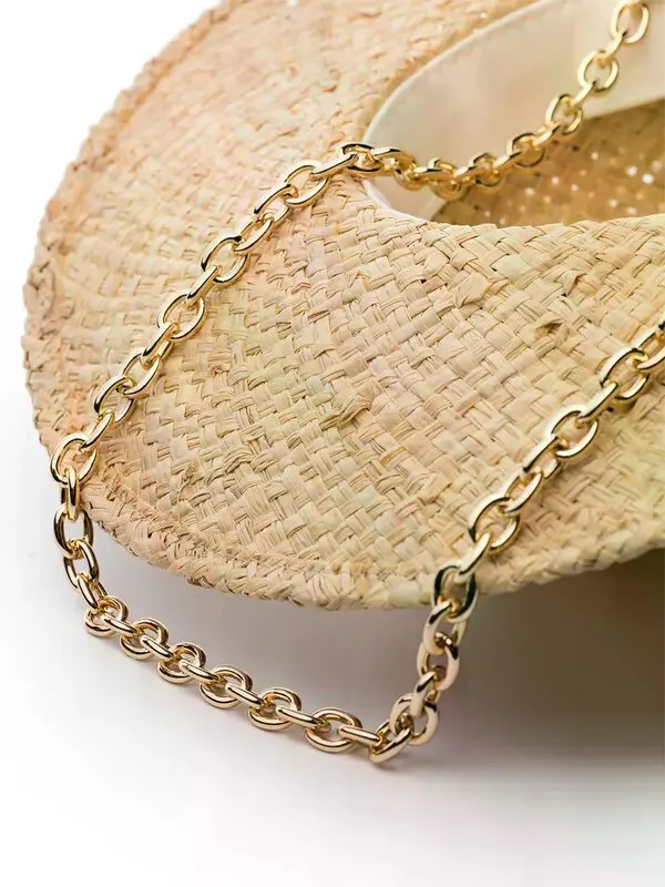 Ruslan Baginskiy Chain-embellished Fedora Straw Hat