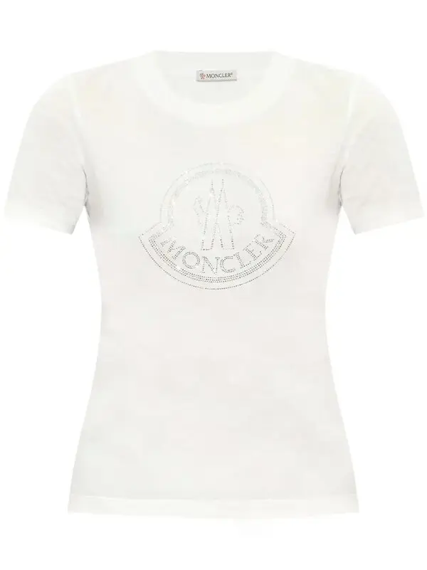 Moncler Logo Embellished Cotton T-shirt - White