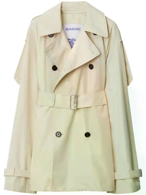 Burberry Short Silk Trench Coat - Neutrals