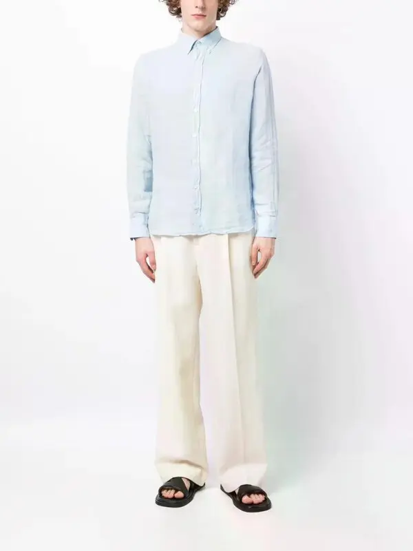 HACKETT Logo-embroidered Ramie Shirt