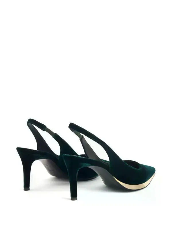GIUSEPPE ZANOTTI Dark Green Velvet Slingback Pumps