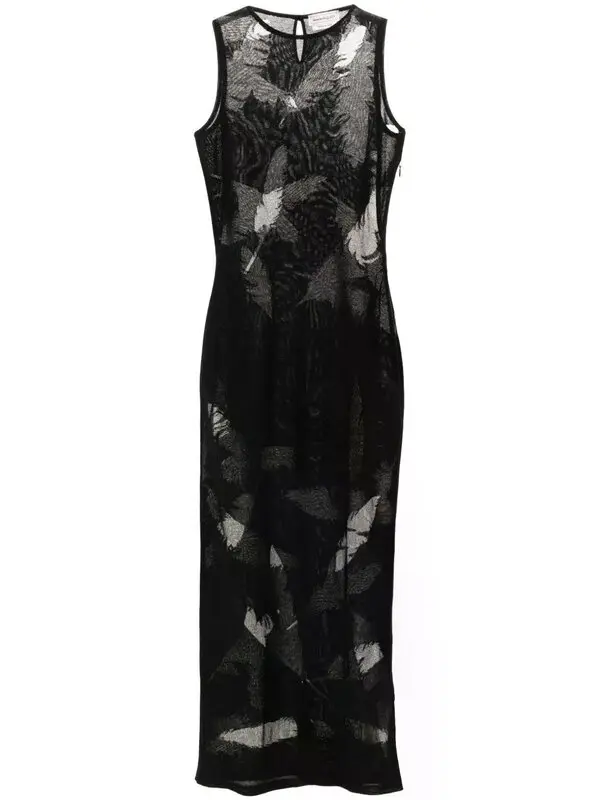 Alexander McQueen Feather Intarsia Pencil Dress