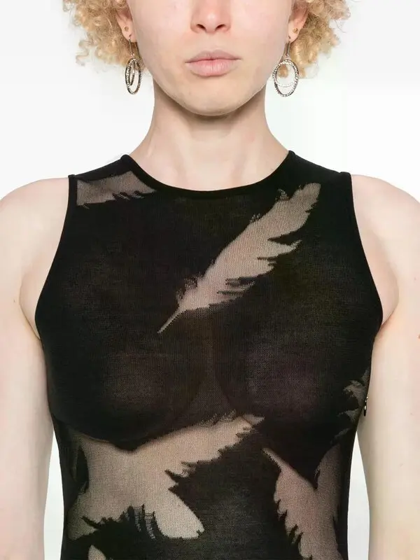 Alexander McQueen Feather Intarsia Pencil Dress