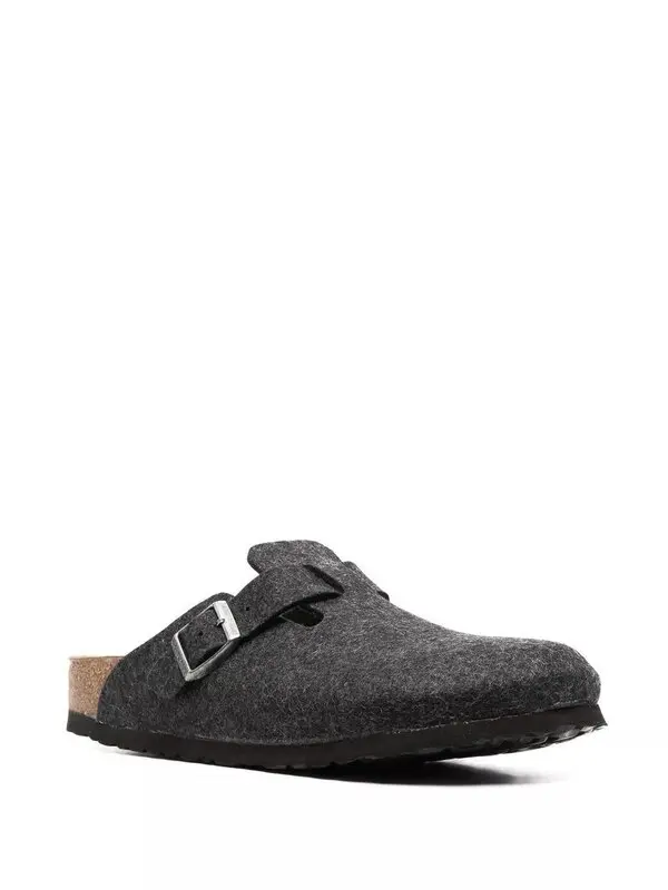 BIRKENSTOCK Boston Buckled Wool Slippers - Grey