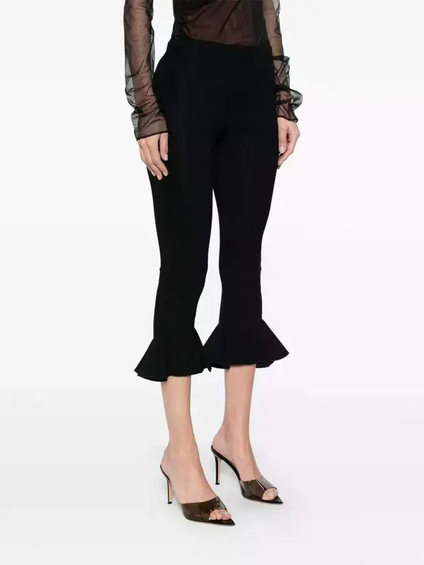 NENSI DOJAKA Cropped Flared Trousers With Ruffle Hem
