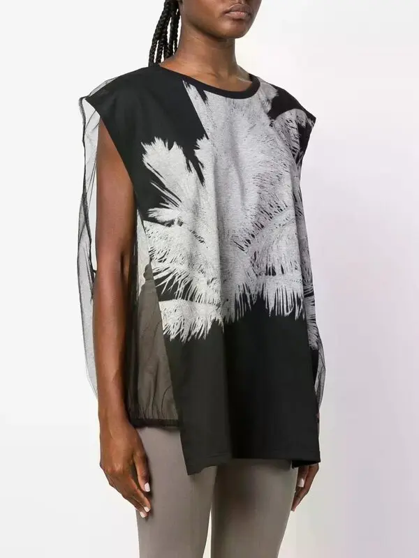 N°21 Graphic Print Sheer Panelled Top