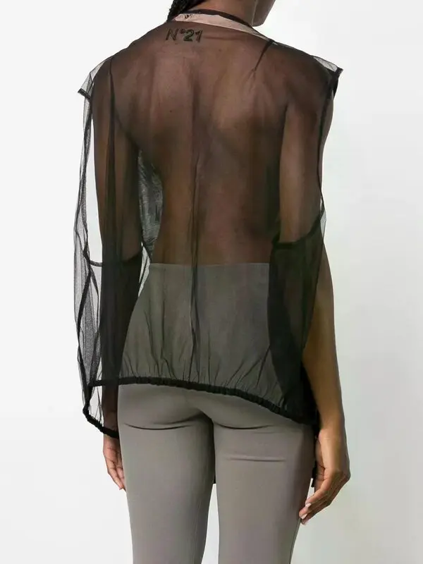 N°21 Graphic Print Sheer Panelled Top