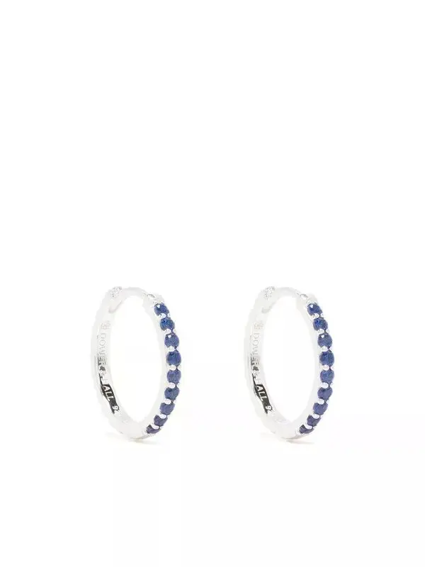 DOWER & HALL Azure Blue Sapphire Huggie Hoop Earrings - Silver
