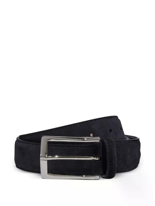 SCAROSSO Reversible Suede Belt With Polished Metal Buckle - Blue