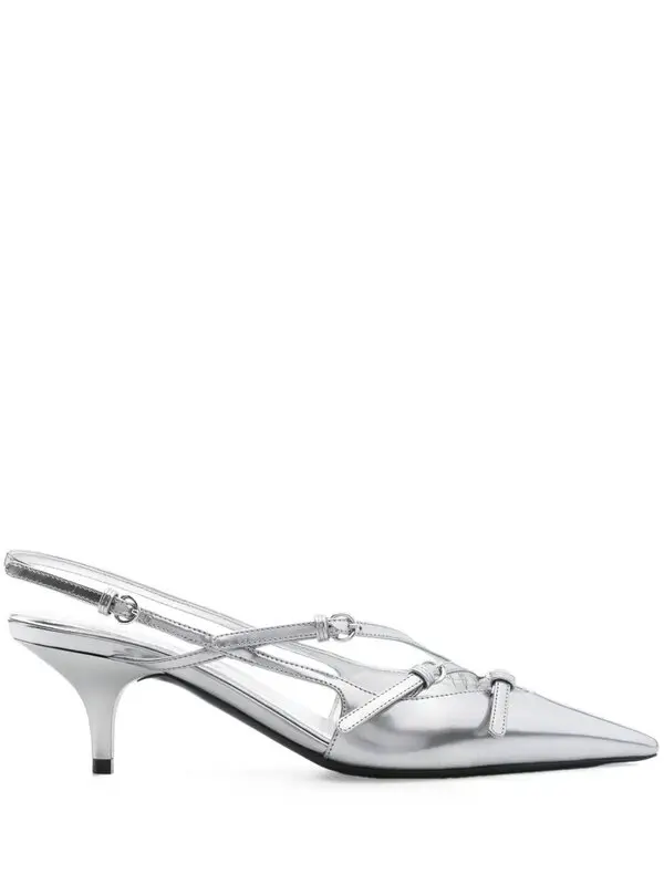 Miu Miu Tone Calf Leather Slingback Pumps - Silver
