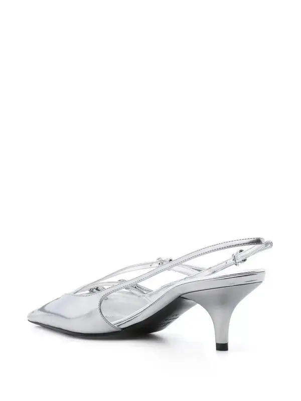 Miu Miu Tone Calf Leather Slingback Pumps - Silver