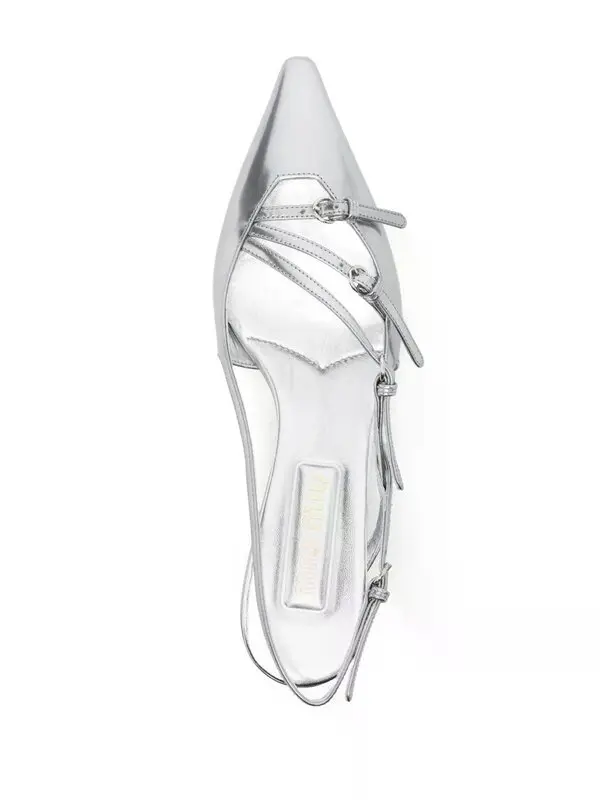 Miu Miu Tone Calf Leather Slingback Pumps - Silver