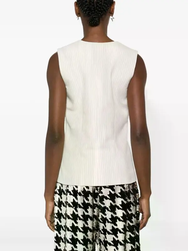 MITILIANE COUTURE Sleeveless V-neck Vest With Vertical Stripes