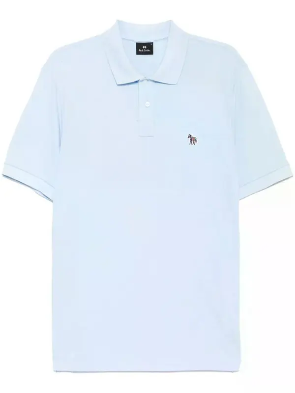 Paul Smith Logo-patch Polo Shirt - Blue