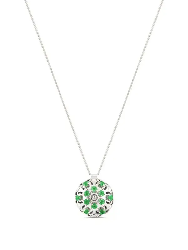 OFFICINA BERNARDI 18kt White Gold Damasco Emerald Necklace - Silver