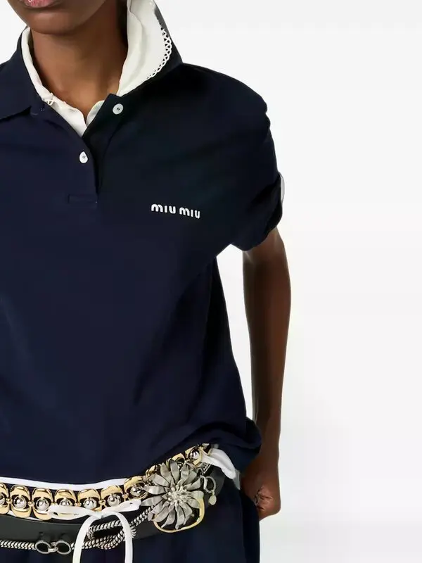 Miu Miu Cotton Piqué Polo Shirt With Embroidered Logo