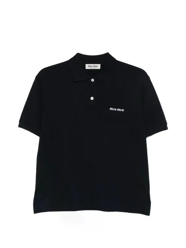Miu Miu Cotton Piqué Polo Shirt With Embroidered Logo