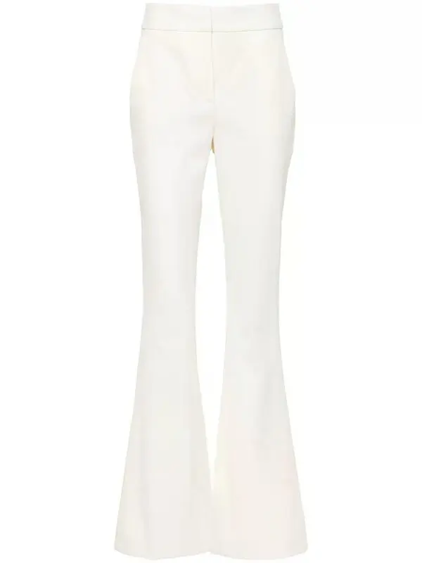 GENNY Cream Gabardine Tailored Flared Trousers - White