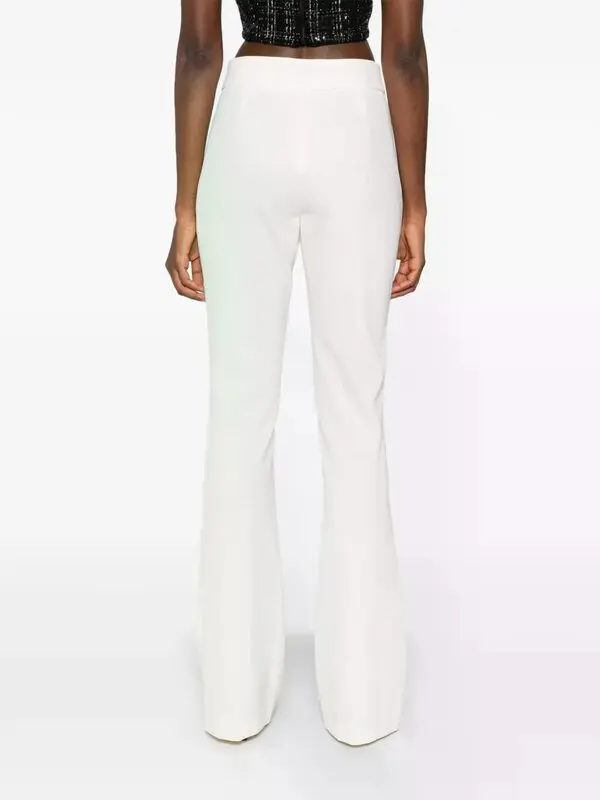GENNY Cream Gabardine Tailored Flared Trousers - White