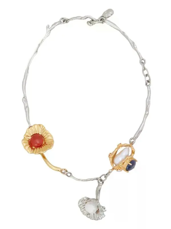 Marni Flower Charm Necklace - Silver