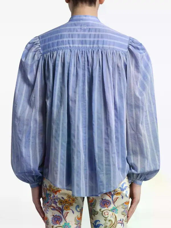 Etro Striped Voile Shirt With Puff Sleeves