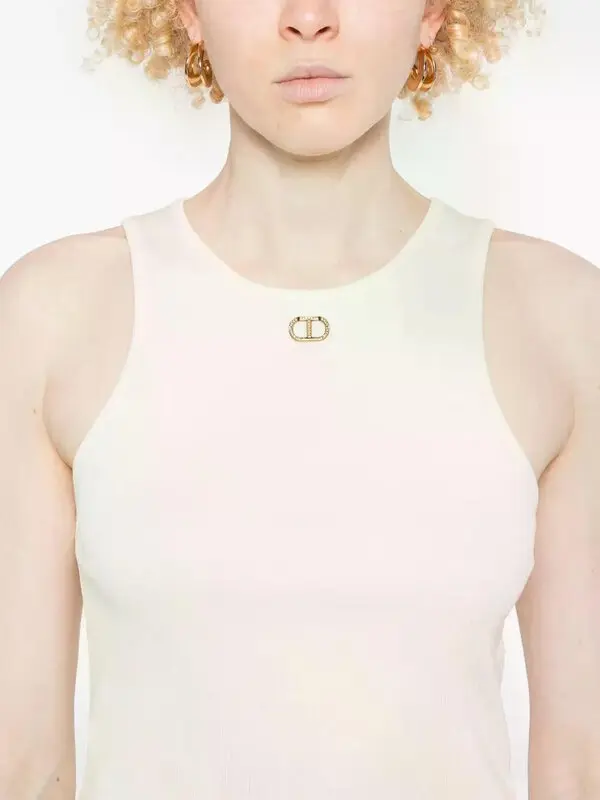 TWINSET Oval T Fine-ribbed Tank Top