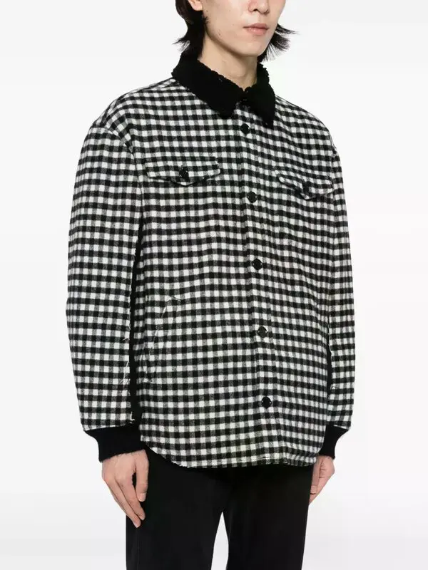Undercover Gingham-check Flannel Shirt Jacket - Black
