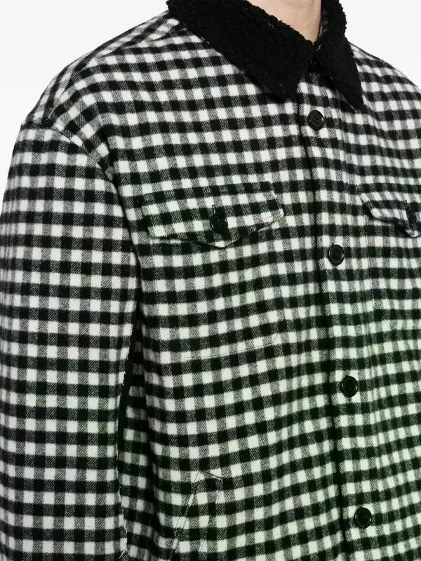 Undercover Gingham-check Flannel Shirt Jacket - Black