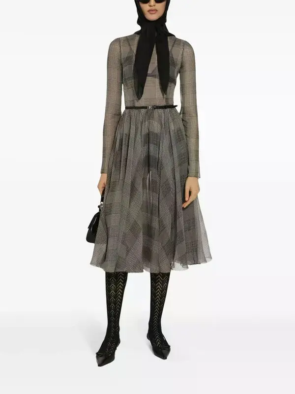 Dolce & Gabbana Check-pattern Midi Dress - Grey