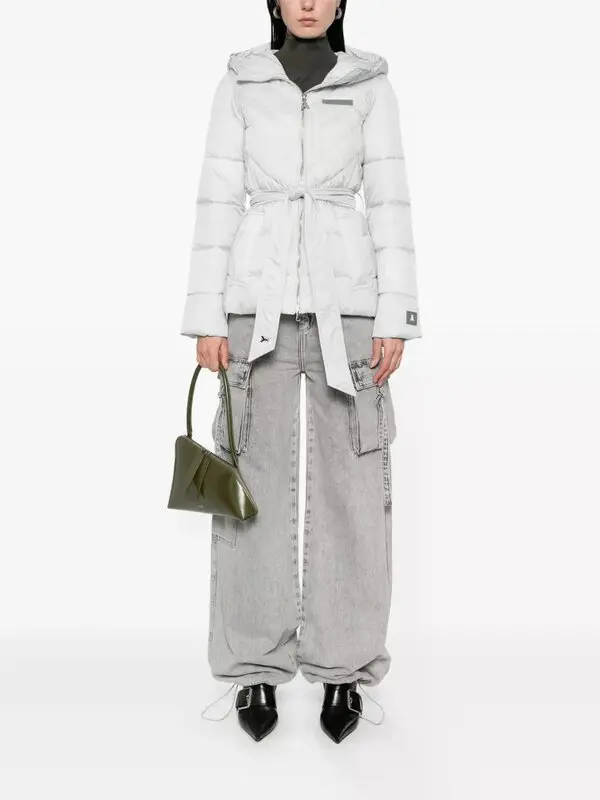 Patrizia Pepe Quilted Hooded Coat With Belt