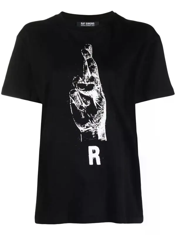 Raf Simons Graphic Print Cotton T-shirt - Black
