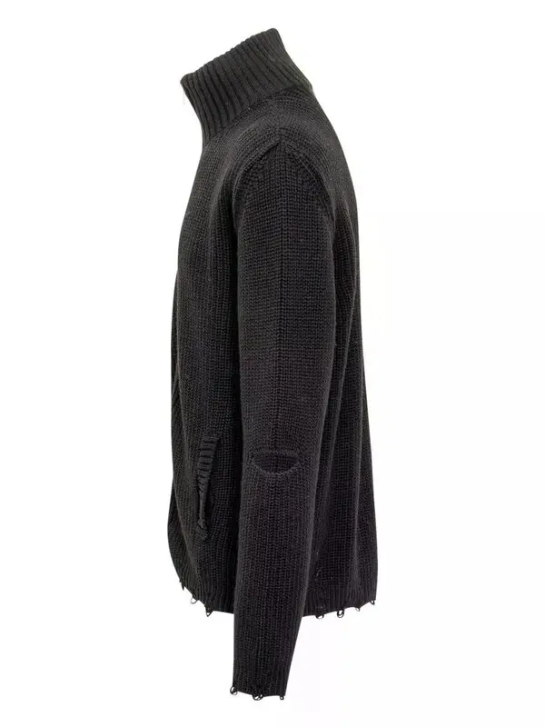 A PAPER KID Knitted Cardigan With High Neck And Zip Fastening