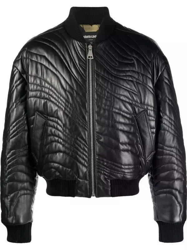 Roberto Cavalli Quilted Leather Bomber Jacket