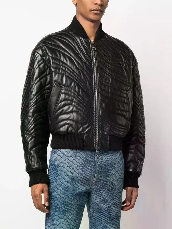 Roberto Cavalli Quilted Leather Bomber Jacket
