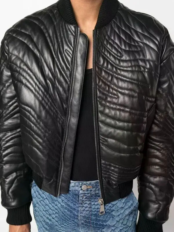 Roberto Cavalli Quilted Leather Bomber Jacket