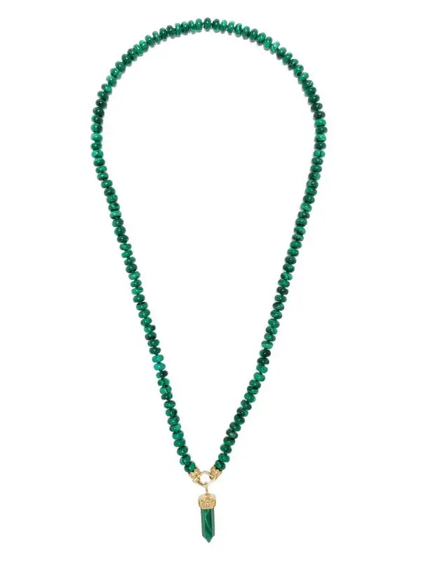 SYDNEY EVAN 14kt Yellow Gold Eye Malachite Beaded Necklace - Green