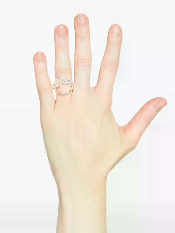 BEATRIZ PALACIOS Double Wave Cluster Ring With Freshwater Pearls