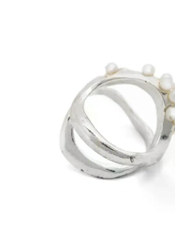 BEATRIZ PALACIOS Double Wave Cluster Ring With Freshwater Pearls