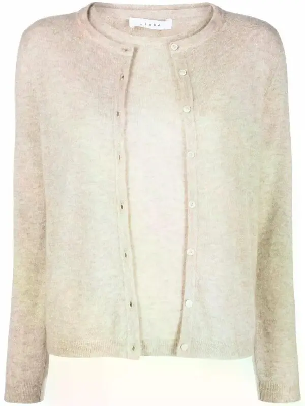 LISKA Double-layer Merino-cashmere Cardigan - Neutrals
