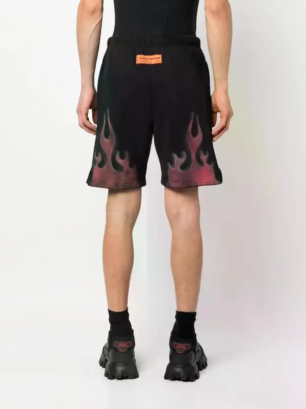 Heron Preston Cotton Flame Print Shorts