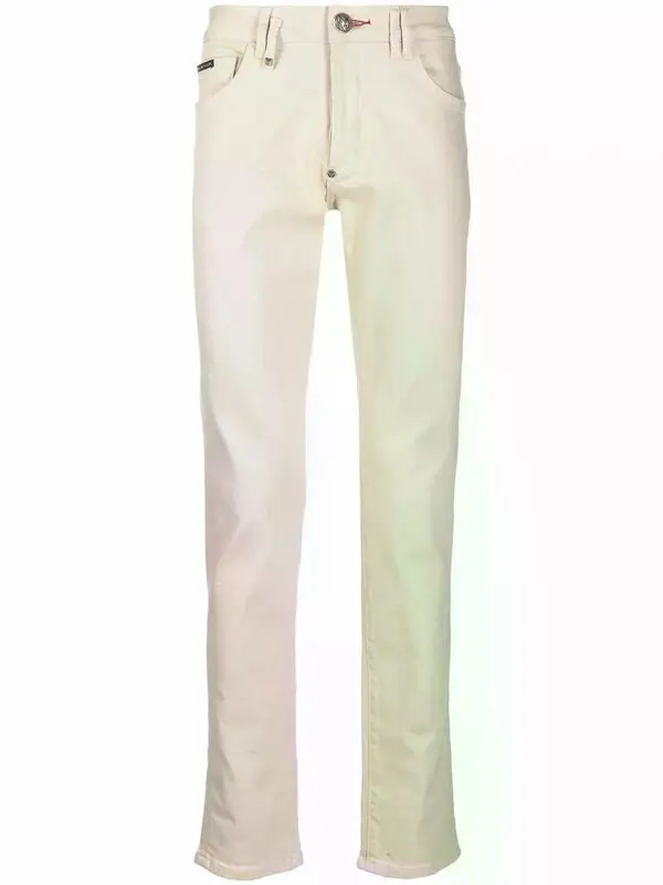 Philipp Plein Slim Fit Jeans With Logo Plaque