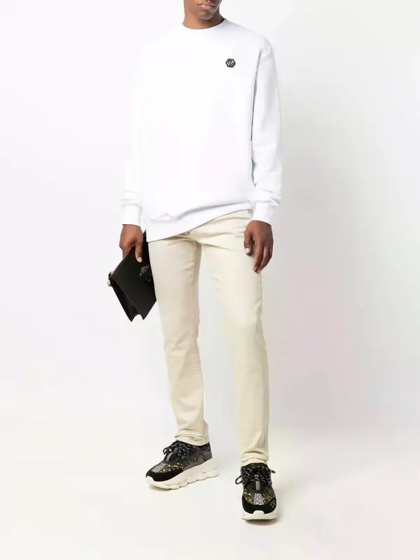Philipp Plein Slim Fit Jeans With Logo Plaque