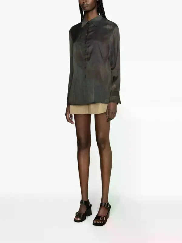 ZIGGY CHEN Abstract Print Satin Shirt