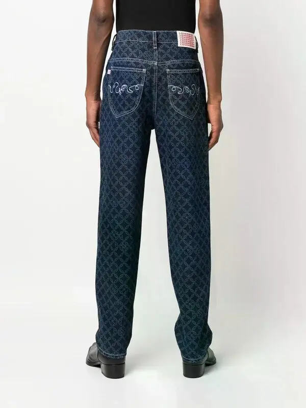 CHARLES JEFFREY Geometric Print Denim Jeans