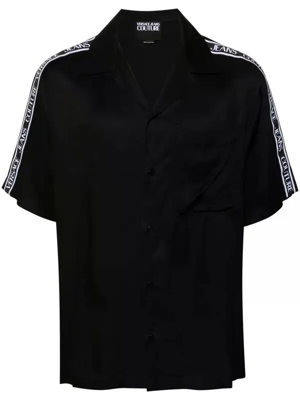 Versace Logo-tape Short-sleeve Shirt - Black
