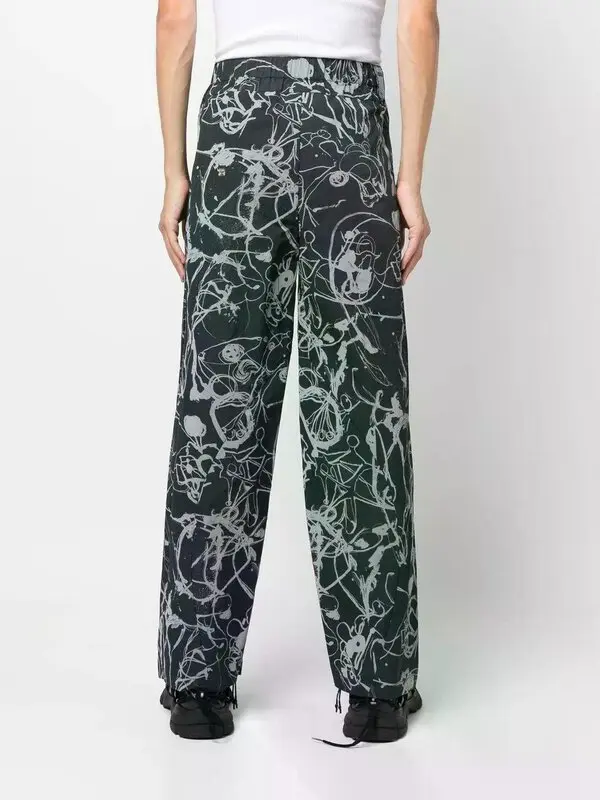 Alexander McQueen Abstract Print Straight-leg Trousers - Black